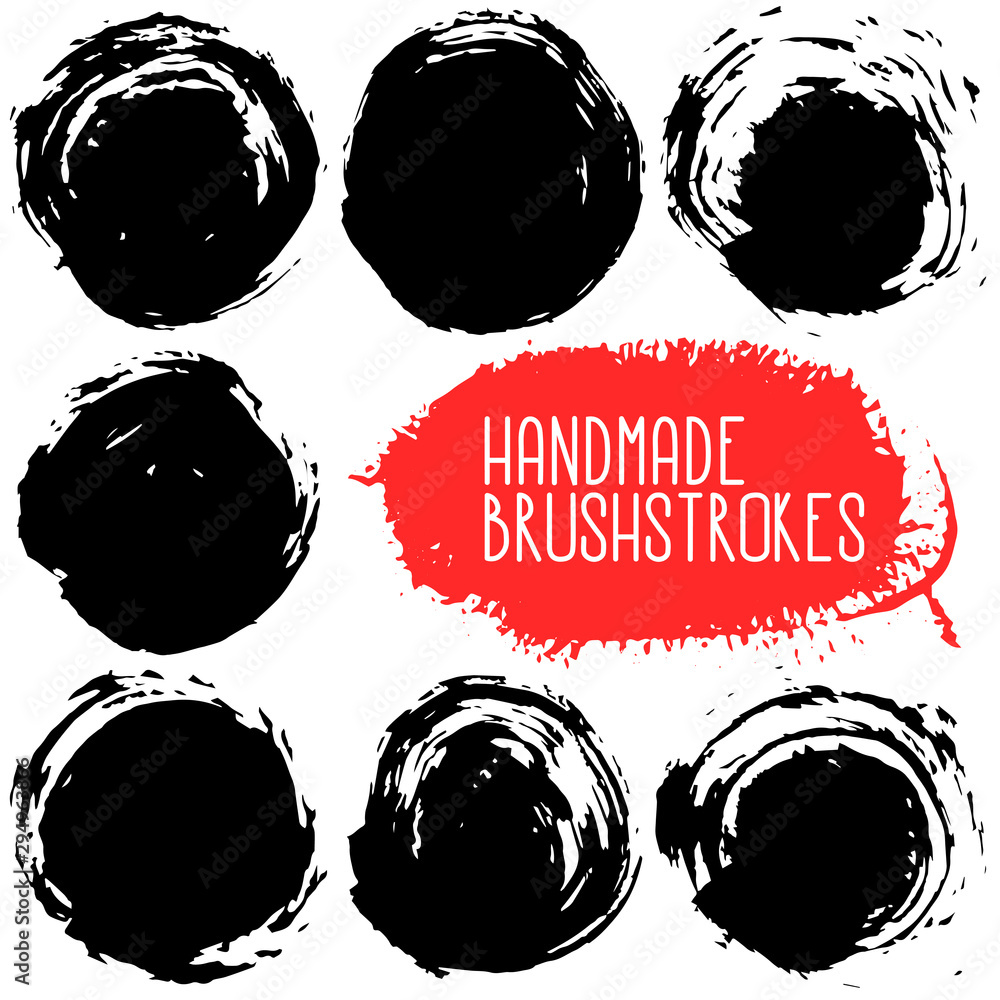 Ink Brushstrokes. Vector set. Design element for cards, social media ...