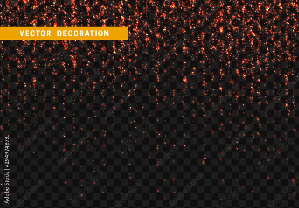Glowing lights red glitter. Sparkle particles texture. Christmas orange ...