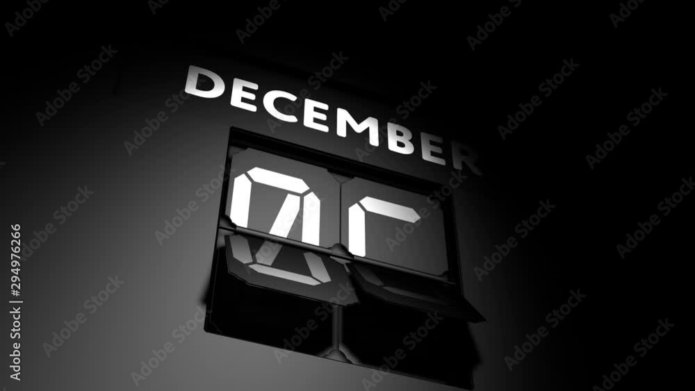 December 6 date. digital calendar change to December 6 animation Stock ...