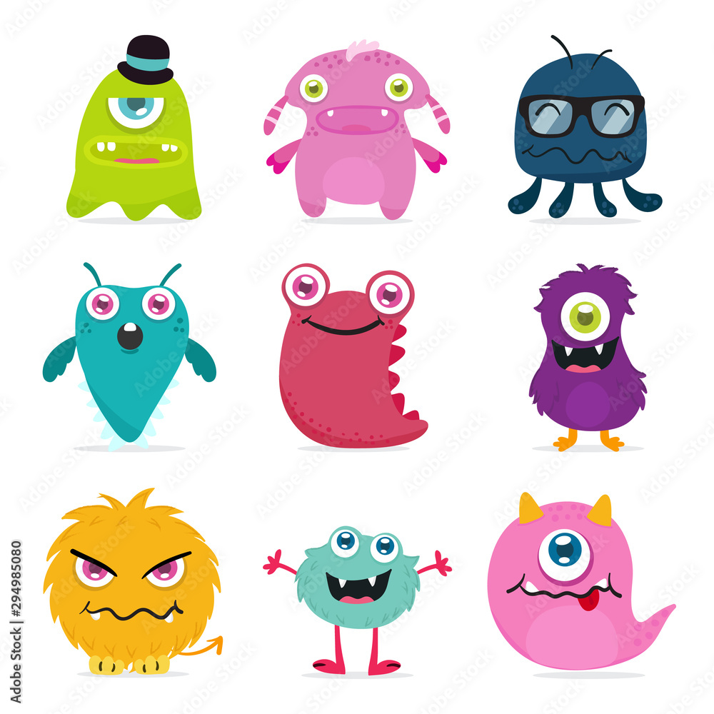Cute monster design for kids and toy products logo and background ...