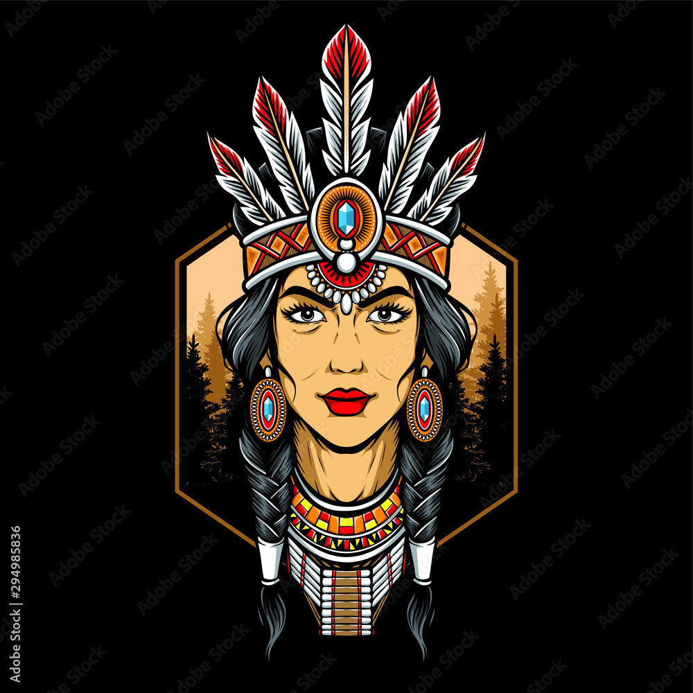native american woman vector logo Stock Vector | Adobe Stock