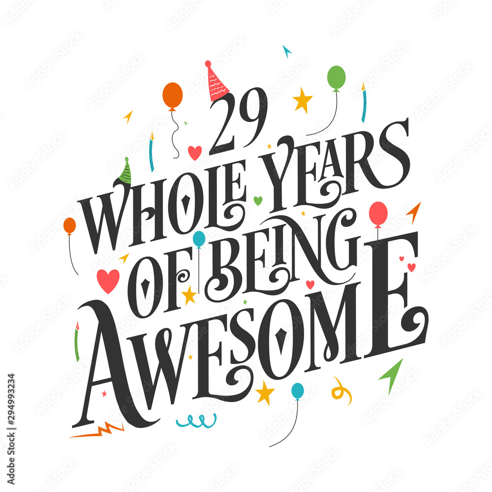 Vecteur Stock 29th Birthday And 29th Wedding Anniversary Typography ...