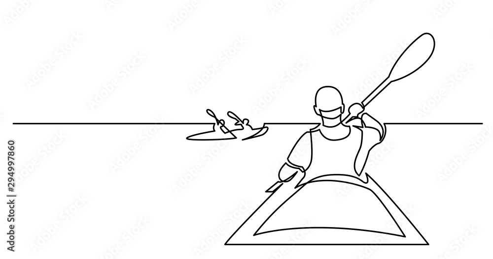continuous line drawing of kayaking competition on water Stock Vector ...