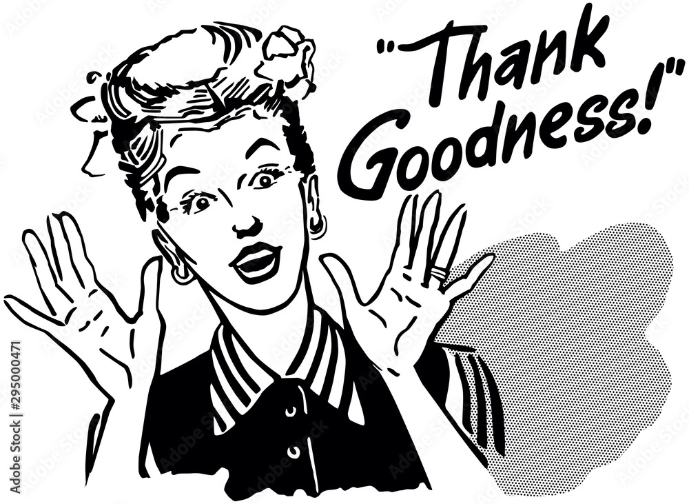 Thank Goodness Retro Gal Stock Vector | Adobe Stock