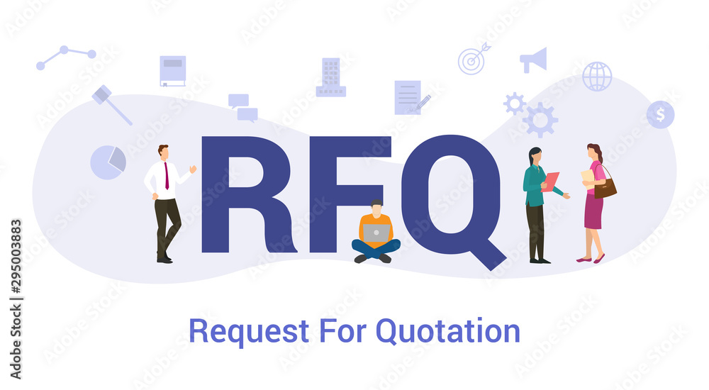 rfq request for proposal concept with big word or text and team people ...