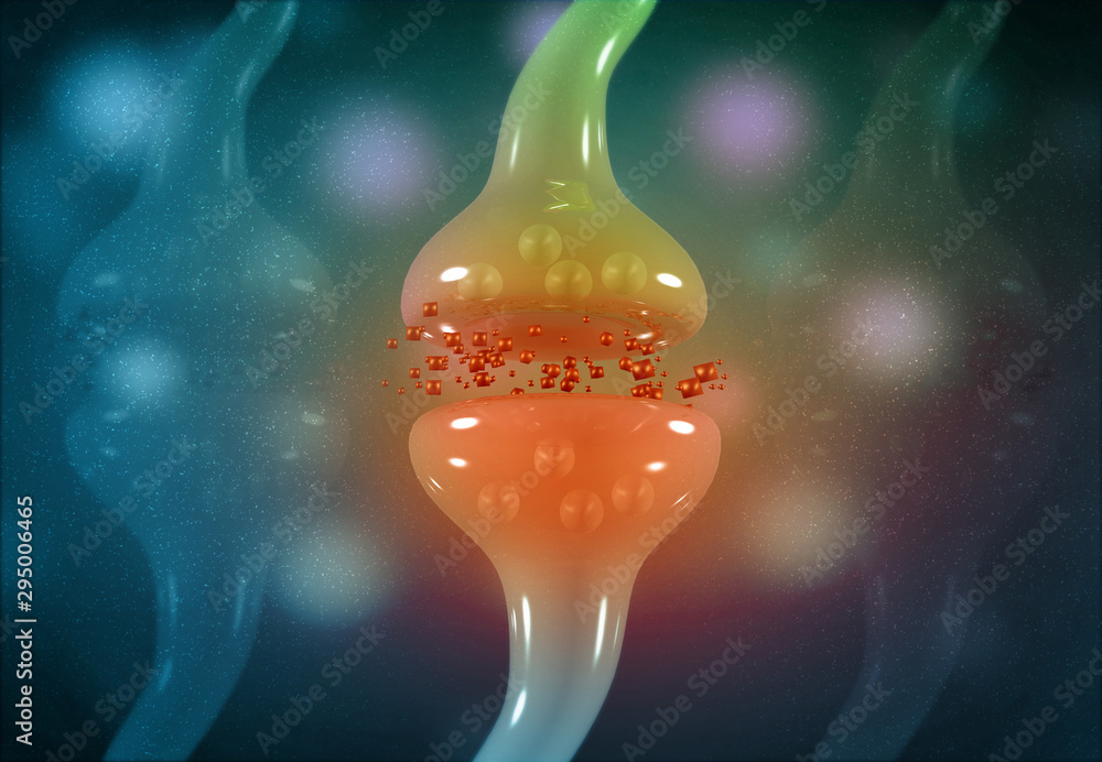 Neuron cells sending electrical chemical signals. 3d illustration ...