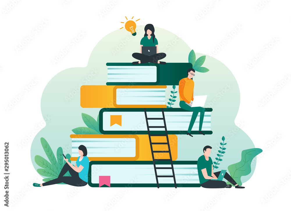 Online education, e-learning, online course concept with students ...