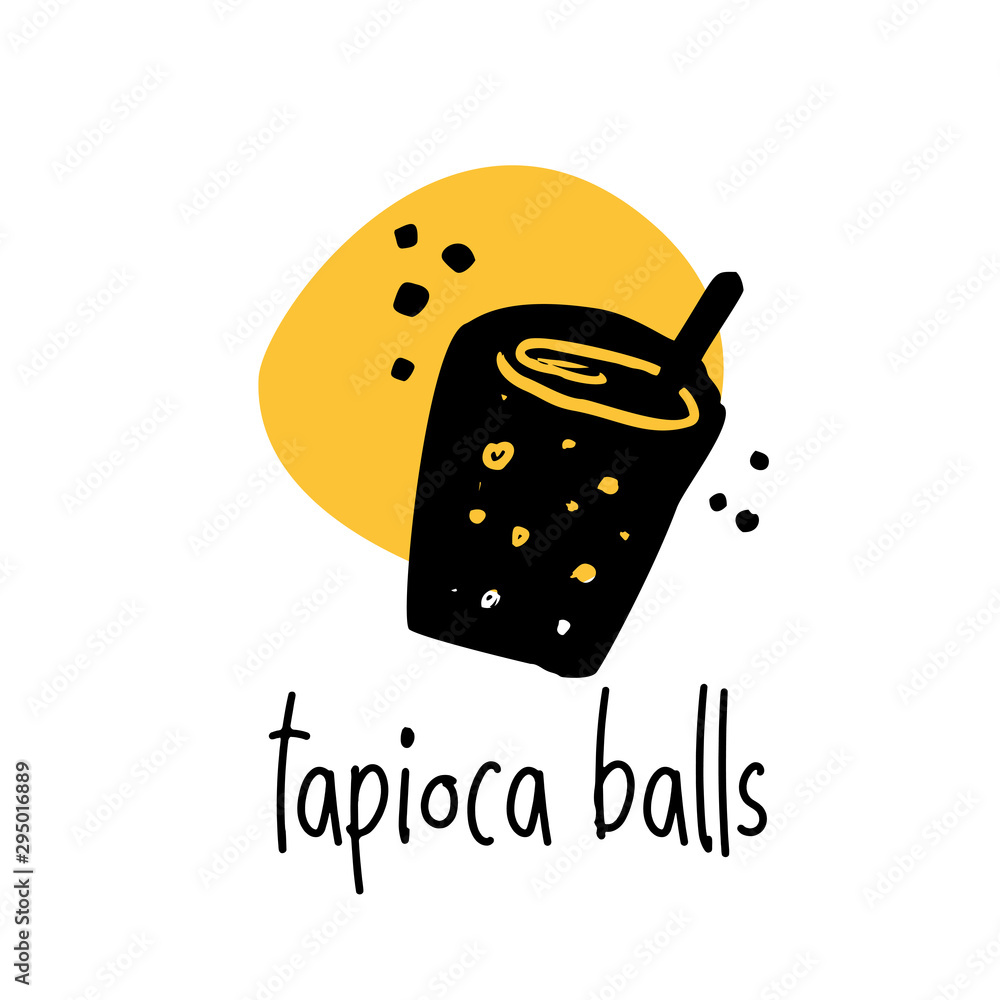 Tapioca balls. Vector sketch illustration of tapioca bubble tea. Stock ...