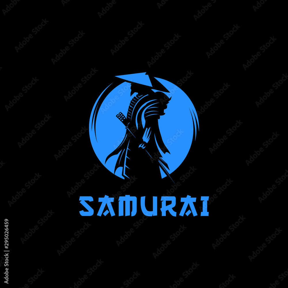 Samurai moon logo design illustration Stock Vector | Adobe Stock
