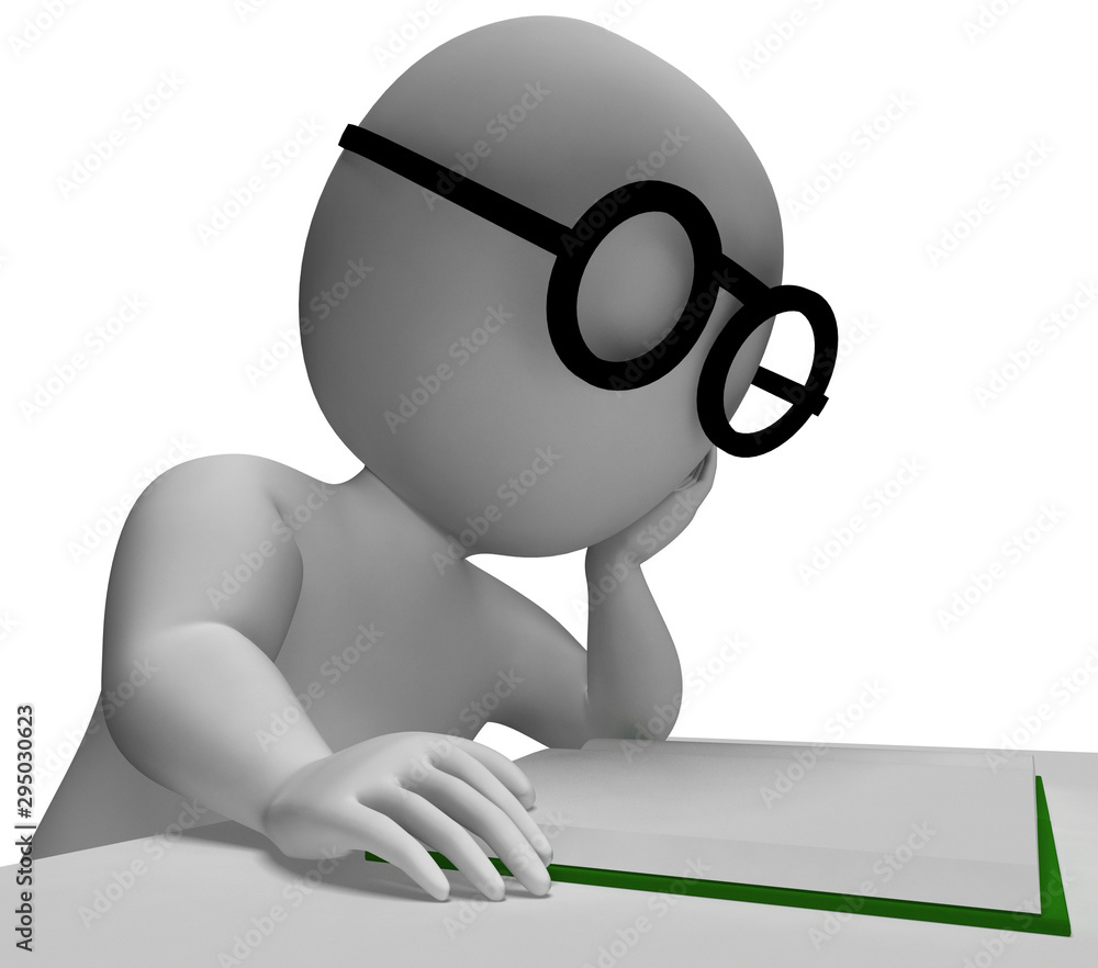 Reading a book character represents education, literacy and gaining ...