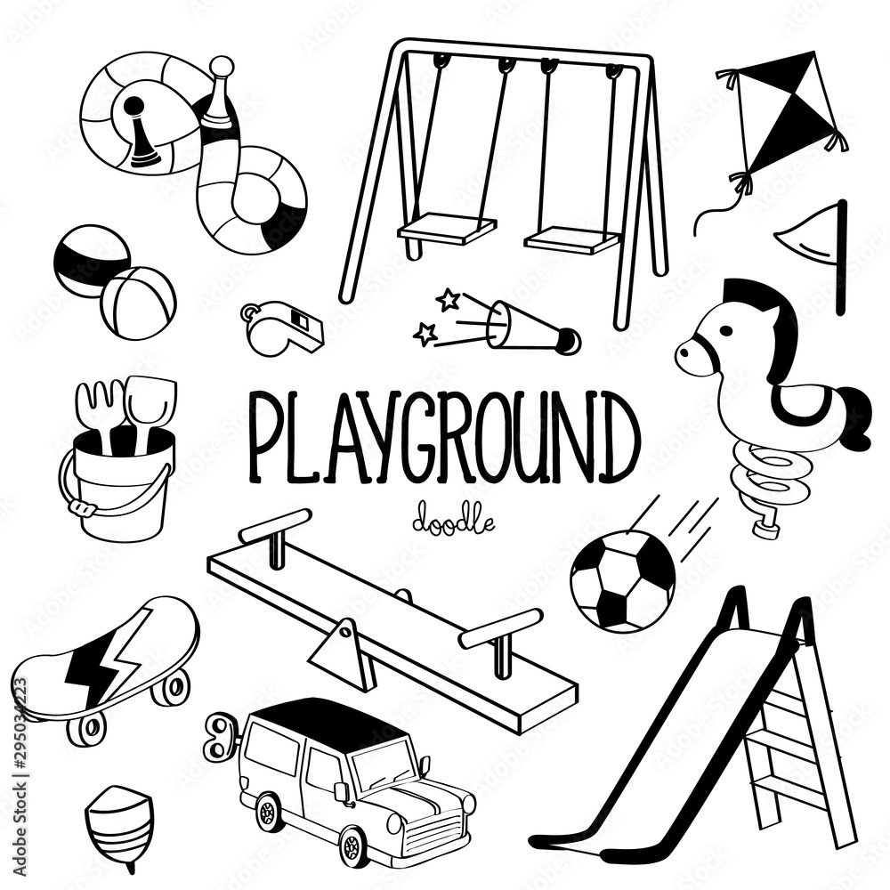 Hand drawing styles playground item. Playground doodle. Stock Vector ...