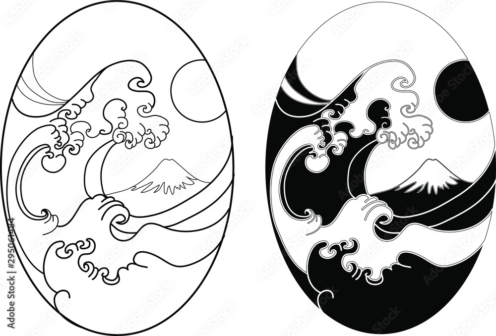 Japanese wave and cloud background.water splash tattoo.design wallpaper ...