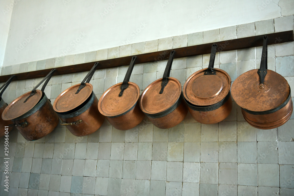 vintage antique copper cookware Stock Photo | Adobe Stock