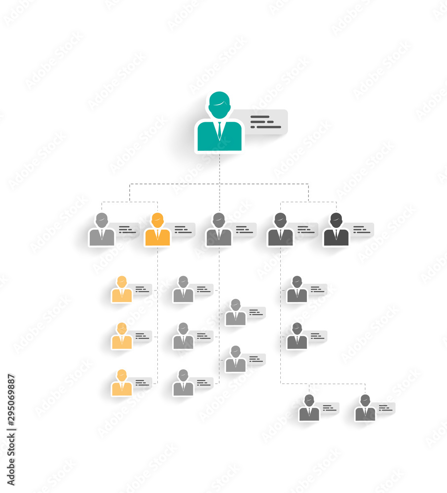 Organization chart template with simple manager icons and place for ...