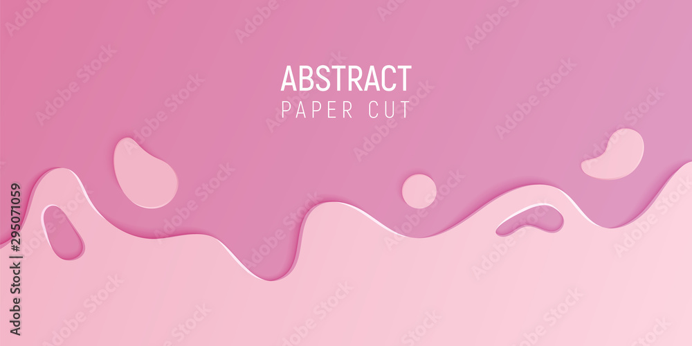 Pink abstract paper cut slime background. Banner with slime abstract ...