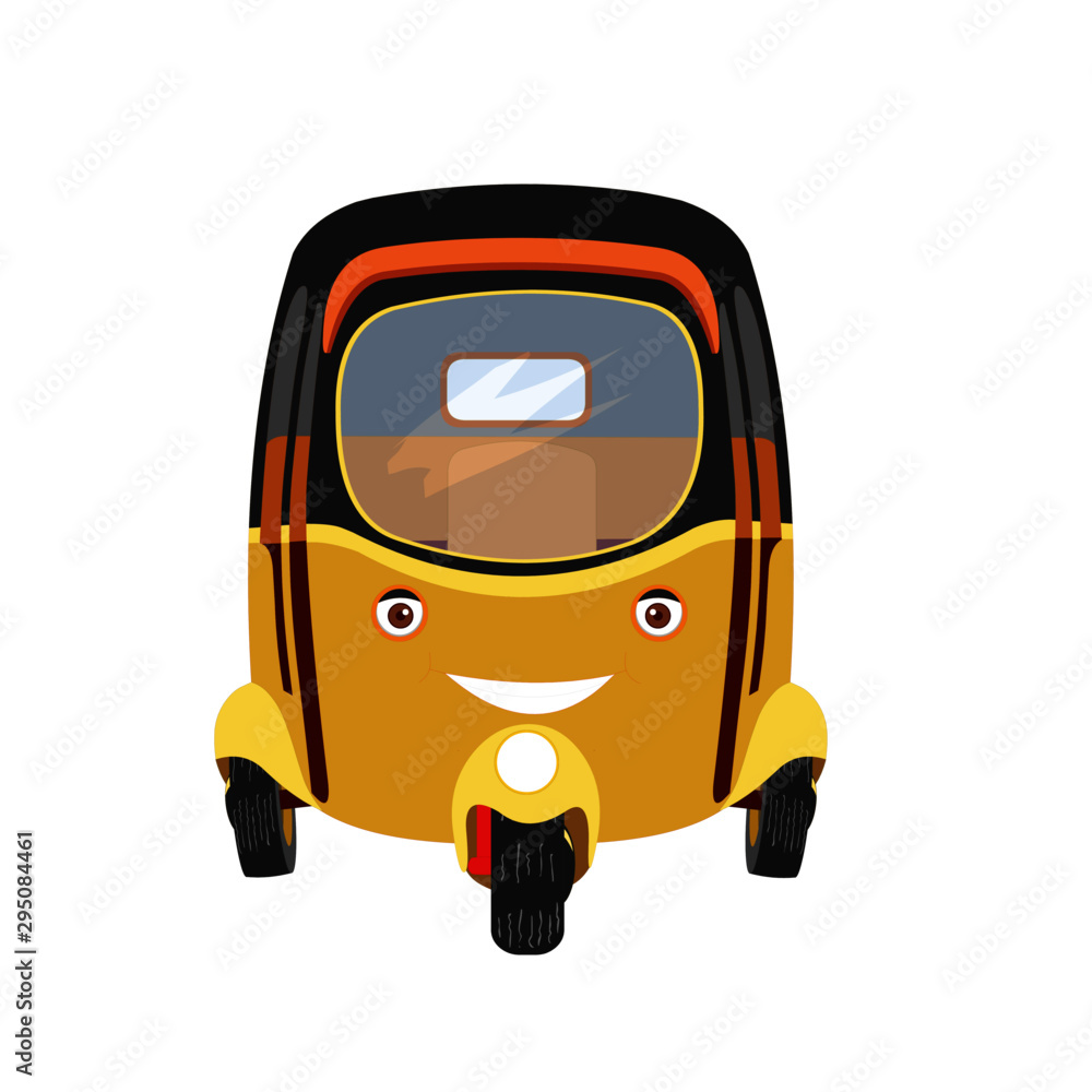 Smiling Auto Rickshaw or Tuk Tuk - Cartoon Vector Image Stock Vector ...