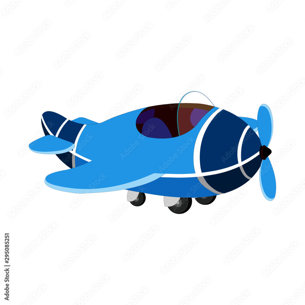 Blue Aeroplane - Cartoon Vector Image Stock Vector | Adobe Stock