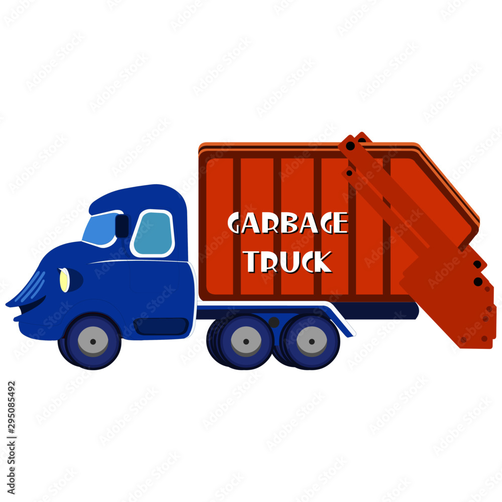 Blue Trash Van - Cartoon Vector Image Stock Vector | Adobe Stock