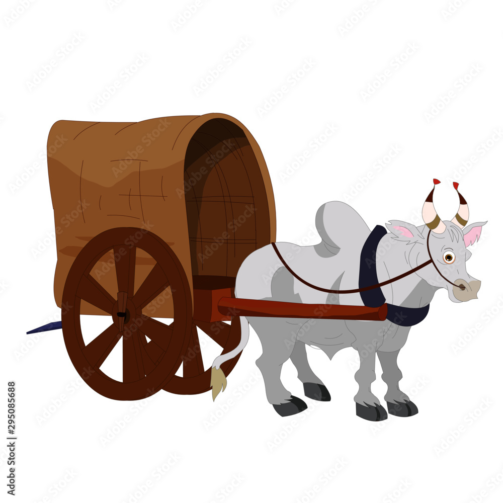 Bullock Cart Brown - Cartoon Vector Image Stock Vector | Adobe Stock