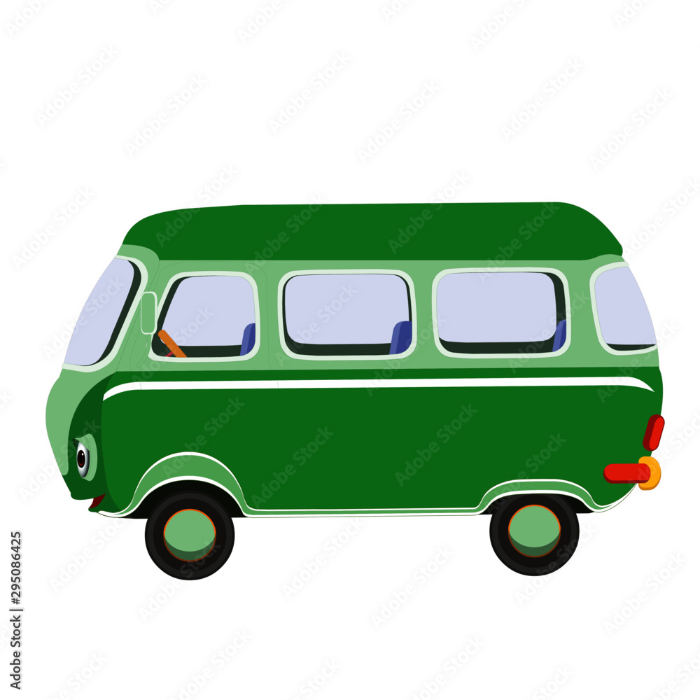 Green Mini Van or Tempo traveler - Cartoon Vector Image Stock Vector ...