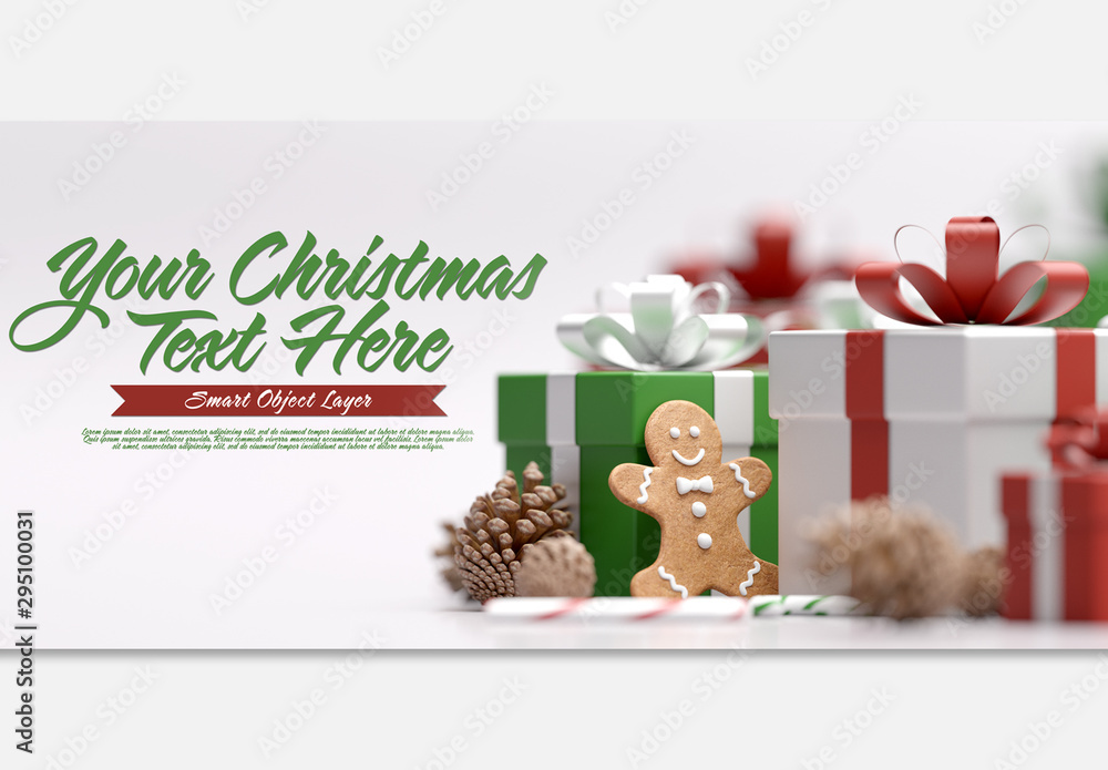 Christmas Scene Mockup with Holiday Elements Stock Template | Adobe Stock