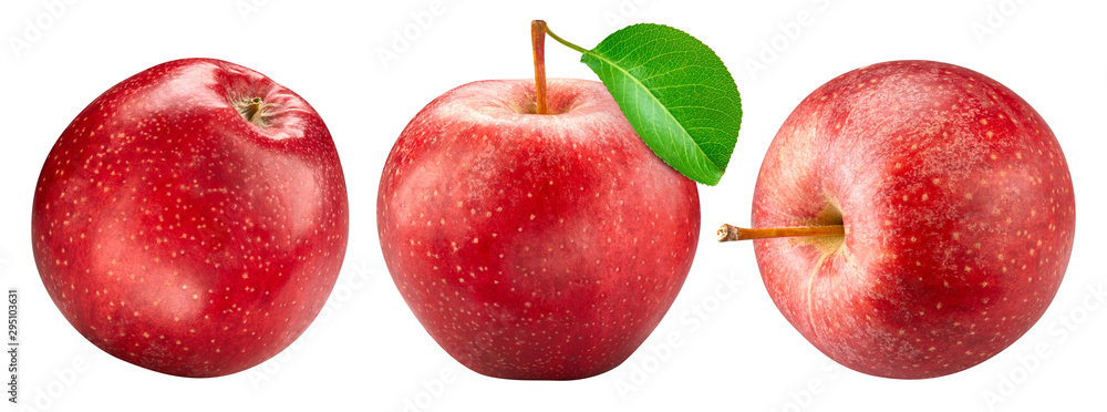 Red apple collection isolated on white. Apple set Clipping Path. Stock ...