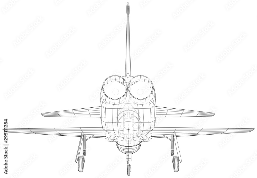 Airplane. Vector wireframe concept. Created illustration of 3d. Stock ...