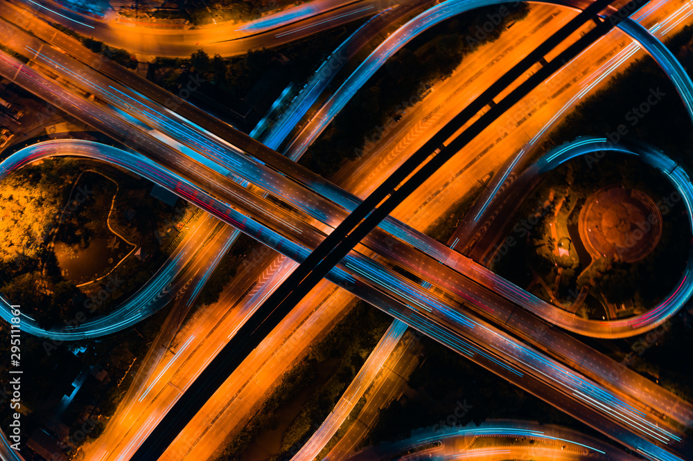 Rail track and conductor rail transportation, Aerial top view, Road ...