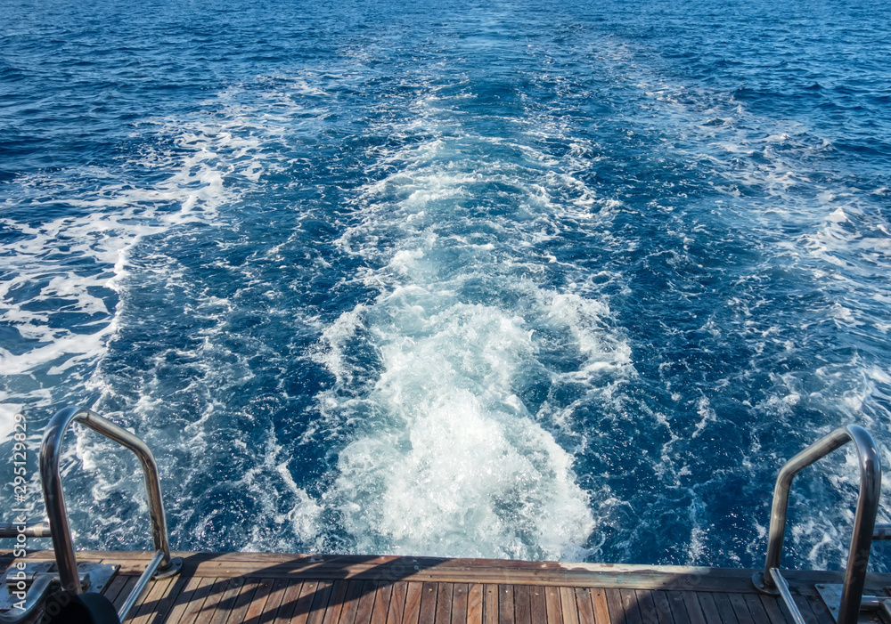 motorboat foam trace wave on the ocean water splash Stock Photo | Adobe ...