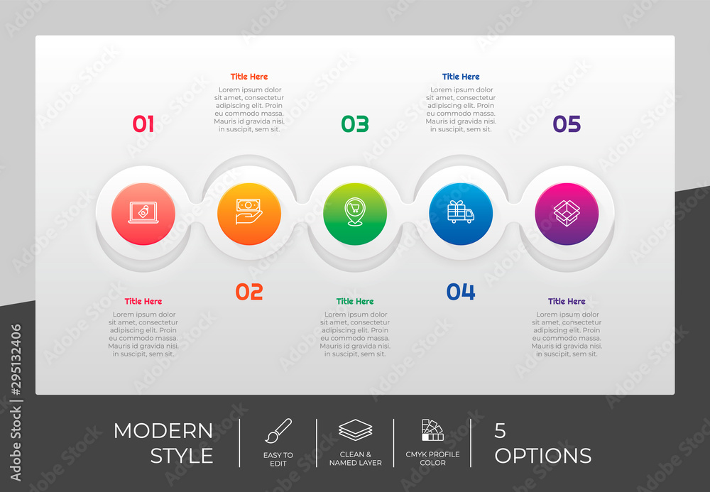 Circle option infographic vector design with 5 options &colorful style ...