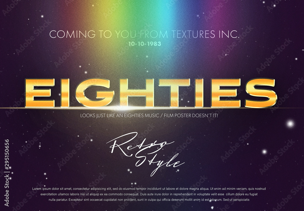 Eighties Movie Poster Text Effect Stock Template | Adobe Stock
