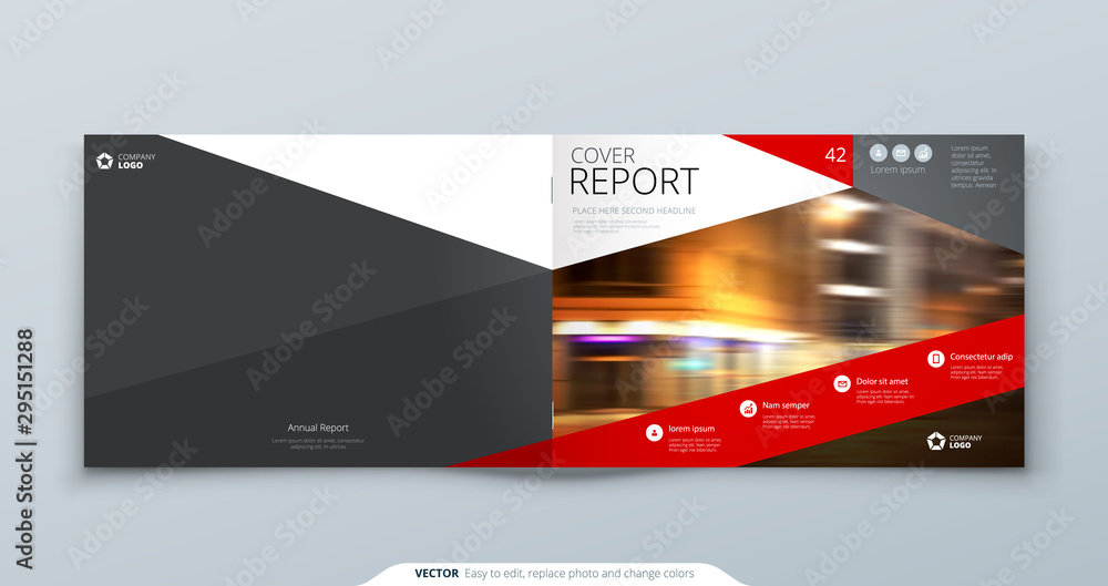 Landscape Cover template. Landscape Red template for brochure, banner ...