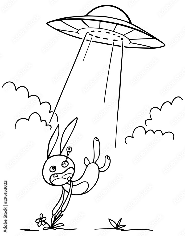 Alien bunny abduction. Funny illustration for web or prints. Vector ...