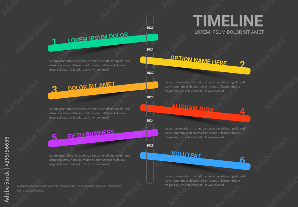 Dark Info Chart Timeline Layout with Bright Colors Stock Template ...