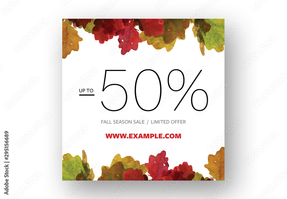 Square Card Layout with Autumn Imagery Stock Template | Adobe Stock