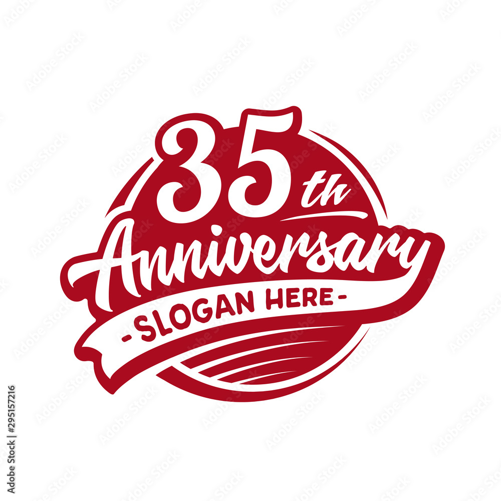35 years anniversary design template. Thirty-five years logo. Vector ...