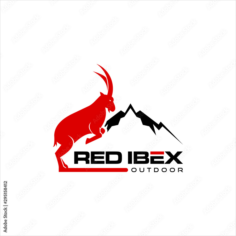 ibex logo in modern badge illustration of animal and mountain for ...