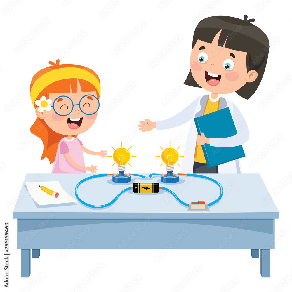 Simple Electric Circuit Experiment For Children Education Stock Vector ...