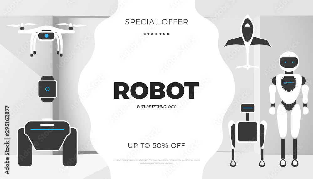 Modern robot technology vector banner template. Creative background ...