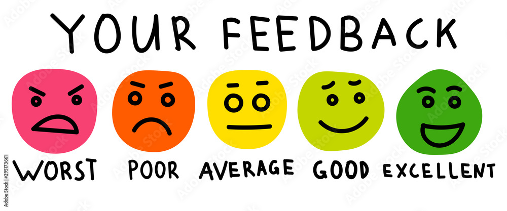Cute feedback emotion icons. Colorful emotions signs, cartoon emotional ...