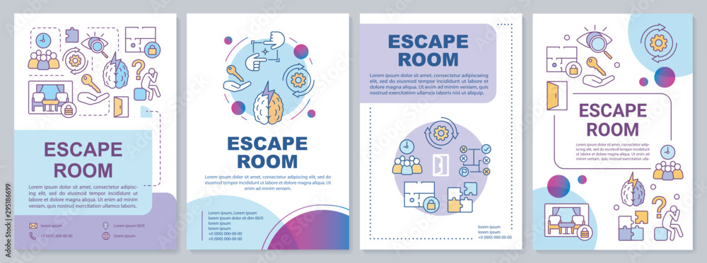 Escape room brochure template. Quest flyer, booklet, leaflet print ...