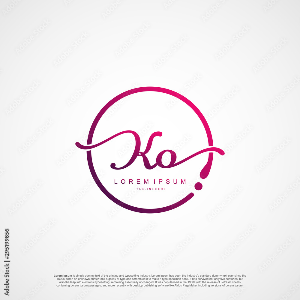 Initial Letter KO Logo Elegant Minimalist Signature Modern Logotype ...