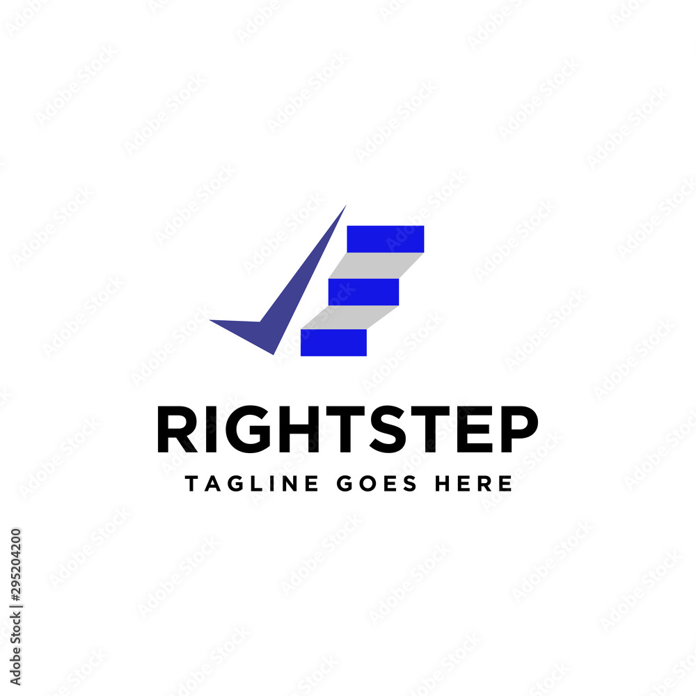 stairs step with perfect check list logo icon vector template Stock ...