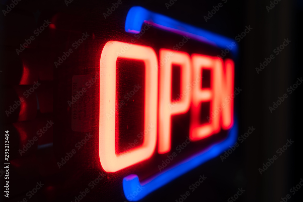neon open sign at night Stock Photo | Adobe Stock
