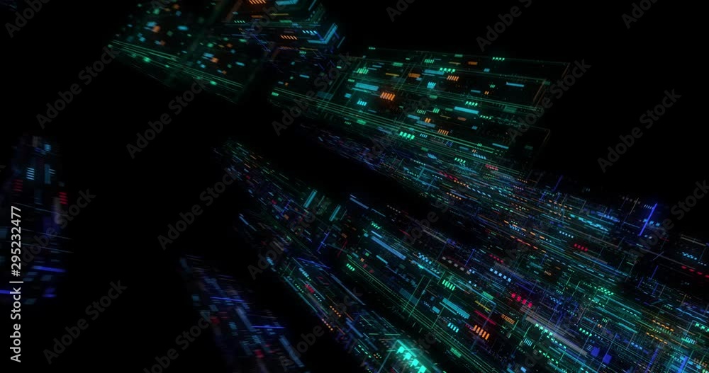 Vidéo Stock Seamless fly through of abstract circuitry with digital ...