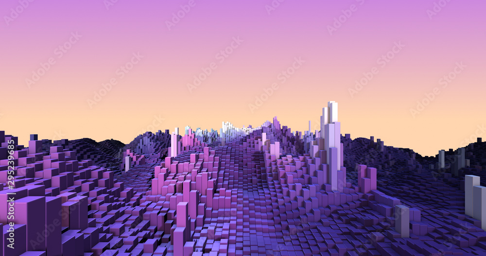 3D Complex City With Moving Colorful Cubes. Complex Cube Shapes Forming ...