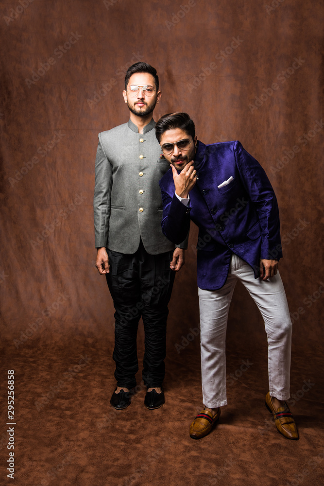 two Indian men wears ethnic or traditional cloths, Male fashion models ...