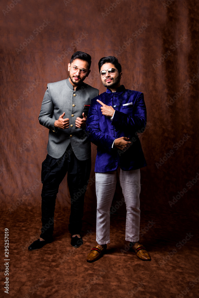 two Indian men wears ethnic or traditional cloths, Male fashion models ...