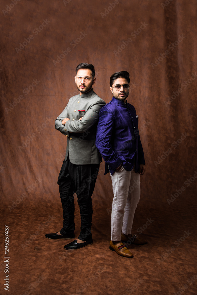 two Indian men wears ethnic or traditional cloths, Male fashion models ...