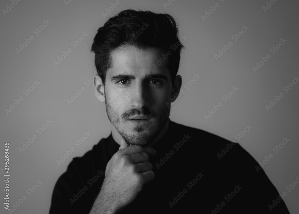 Young attractive latin man posing looking sensual and handsome. Beauty ...